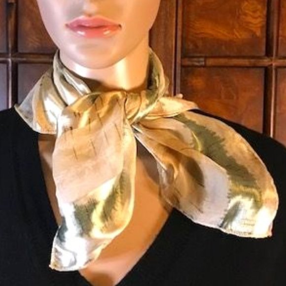 Accessories | Sage Champagne Shimmer Stripe Neck Scarf | Poshmark
